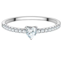 Trilani Ring - Sterling Silber Ring Zirkonia Herz - Gr. 60 - in Silber - f&uuml;r Damen