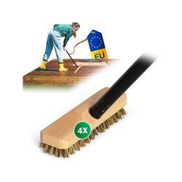 Novaliv 4X Schrubber aus Holz mit Union Borsten und Schraub- Steckstie in Braun | Gr.: onesize