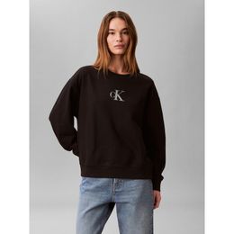 Calvin Klein Jeans Damen Sweatshirt, Regular fit mit Rundhalsausschnitt XL (44)