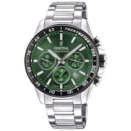 Festina Herren-Chronograph Stahl/Gr&uuml;n | Gr.: onesize