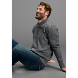 Delmao Herren DELMAO Schalkragenpullover &raquo;Neue Kollektion! Ideal f&uuml;r die &Uuml;berganszeit&laquo; aus weichem Strickmaterial, mit Schalkragen, Regular Fit, 