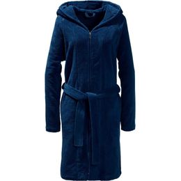 Erwin M&uuml;ller Erwin M&uuml;ller Velours-Frottier Velours Unisex-Bademantel mit Kapuze Balingen in marine | Gr.: L