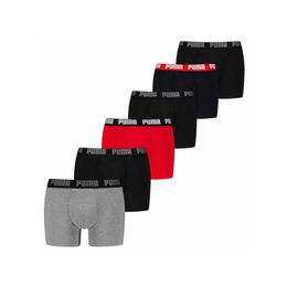 Puma Boxershort 6er Pack in Grau/Schwarz/Rot | Gr.: XXL