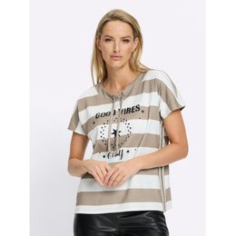 Heine Shirt in wei&szlig;-sesam-geringelt | Gr.: 42