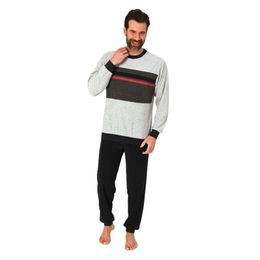 Normann Langarm Frottee Schlafanzug Pyjama B&uuml;ndchen - 86650 in grau-mel. | Gr.: 60/62