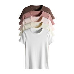 The Set T-Shirt Damen Gr&ouml;&szlig;e S schoko / hellgelb / altrosa / pastellpink / wei&szlig;