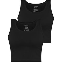 Janice 2 x Damen crop Top Namlea in Schwarz | Gr.: M/L
