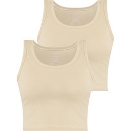 Janice 2 x Damen crop Top Namlea in Beige | Gr.: M/L