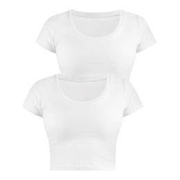 Janice 2 x Damen crop T-Shirt Nantes in Wei&szlig; | Gr.: XS/S