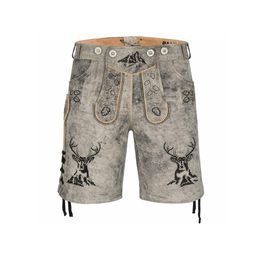 PAULGOS Lederhose Kurz Echtleder HK4 ANTIK in Mitternachtsgrau | Gr.: 48