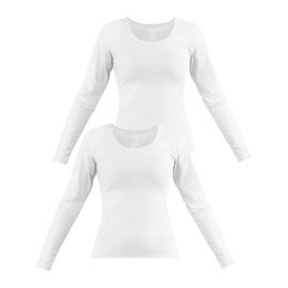 Janice 2 x Damen Langarmshirt Nimes in Wei&szlig; | Gr.: XL/XXL