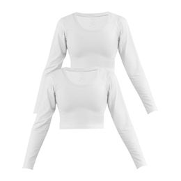Janice 2 x Damen crop Langarmshirt Nerja in Wei&szlig; | Gr.: M/L