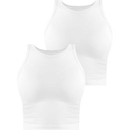 Janice 2 x Damen crop Top hochgeschlossen Niah in Wei&szlig; | Gr.: XL/XXL