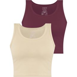 Janice 2 x Damen crop Top Namlea in Beige/Burgund | Gr.: XL/XXL