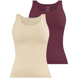 Janice 2 x Damen Top Nazca in Beige/Burgund | Gr.: XS/S