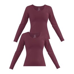Janice 2 x Damen Langarmshirt Nimes in Burgund | Gr.: M/L