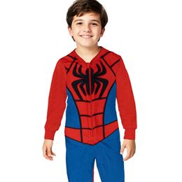 Marvel Spiderman Jumpsuit Overall Pyjama Schlafanzug langarm in blau/rot | Gr.: 122/128