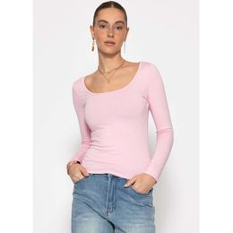 SASSYCLASSY Langarmshirt mit Ausschnitt in Rosa | Gr.: L