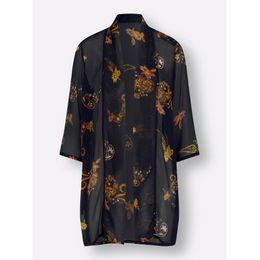 Sieh an! Longbluse in schwarz-ocker-bedruckt | Gr.: 48