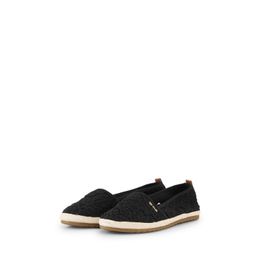 Tom Tailor Damen Flache Espadrilles mit Blumenstickerei, schwarz, Uni, Gr. 37
