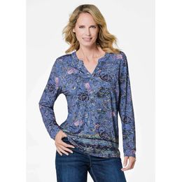 GOLDNER Elegantes Blusenshirt, Paisley-Design in blau / gemustert | Gr.: 44