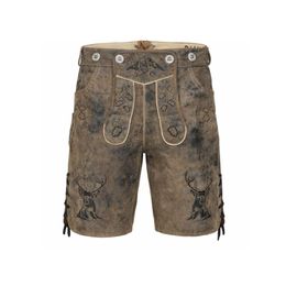 PAULGOS Lederhose Kurz Echtleder HK4 ANTIK in Whiskybraun | Gr.: 44