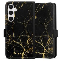 DeinDesign Galaxy S24+ Handy Klapph&uuml;lle Handyh&uuml;lle aus Kunst Leder schwarz Flip Case Muster Black Marble Sideflip mit Lasche
