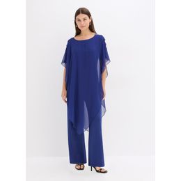 bonprix Overall mit &Uuml;berwurf aus feinem Chiffon, blau