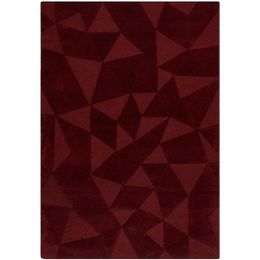 Wollteppich FLAIR RUGS "Shard", rot, B:200cm H:10mm L:290cm, Wolle, Teppiche, Hoch-Tief Effekt, Handgearbeitet