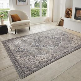Teppich Hanse Home "Orken", grau (grau,creme), B:240cm H:8mm L:340cm, Polypropylen (PP), Teppiche, Teppich, Kurzflor, L&auml;ufer, Orient, Vintage, Wohnzimmer, Schlafzimmer, Esszimmer