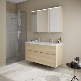 Burgbad Eqio Schrank mit Doppelwaschtisch, mit Spiegelschrank, SFAO123RF3180C0001G0146,