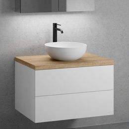 neoro n50 Unterschrank B: 80 cm mit 2 Ausz&uuml;gen, Waschtisch &Oslash; 45 cm wei&szlig; matt,, BN0106WM+BN0422WM+BN0402W1,