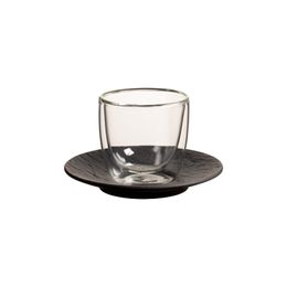 Villeroy & Boch Thermoglas VILLEROY & BOCH "Espressoglas mit Untertasse Manufacture Rock 70 ml schwarz", schwarz, Trinkgef&auml;&szlig;e