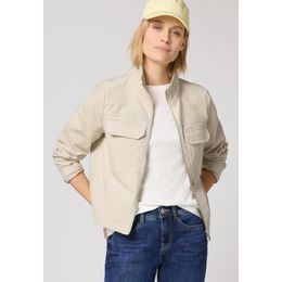 Cordjacke Street One, Damen, Gr. 46, powder beige, Web, 98% Baumwolle, 2% Elasthan, unifarben, normal normal, hoch geschlossener Ausschnitt, abgesteppt, Jacken, in Cord-Optik