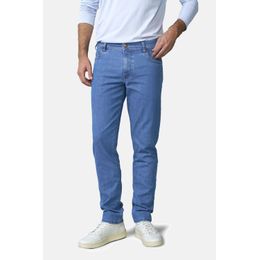 5-Pocket-Jeans MEYER "M5 Five 1-6290", Herren, Gr. 34, L&auml;nge 32, blau stone, 81% Baumwolle, 17% Polyester, 2% Elasthan, unifarben, relaxed fit lang, Jeans 5-Pocket-Jeans, aus Bio-Baumwolle
