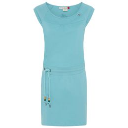 Minikleid Ragwear "PENELOPE UNI O", Damen, Gr. XL, N-Gr, aqua, Jersey, Obermaterial: 100% Baumwolle, unifarben, kniefrei, Rundhals, Kleider Minikleid