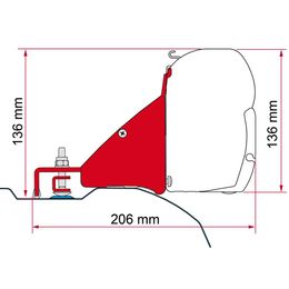 Fiamma Markisenadapter Kit Ducato/Jumper/Boxer High Roof L2H2 f&uuml;r F43, F45, F45s