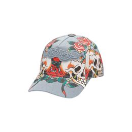 Ed Hardy Kappe 'Skull Rose' Damen Gr&ouml;&szlig;e 55/60 cyanblau / blue denim / hummer / schwarz
