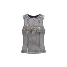 Ed Hardy Top Damen Gr&ouml;&szlig;e XS pastellgelb / grau / dunkelgrau / melone