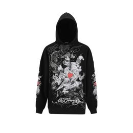 Ed Hardy Sweatshirt 'Death Or Glory Love' Damen Gr&ouml;&szlig;e XXS grau / rot / schwarz / wei&szlig;