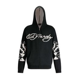 Ed Hardy Strickjacke 'Love Kills' Herren Gr&ouml;&szlig;e S schwarz / wei&szlig;