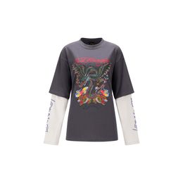 Ed Hardy Shirt Damen Gr&ouml;&szlig;e L dunkelgrau / mischfarben