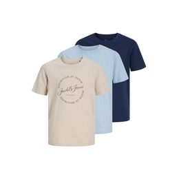 Jack & Jones Jack & Jones Junior T-Shirt 'JJGRAYSON' Jungen Gr&ouml;&szlig;e 140 beige / pastellblau / dunkelblau