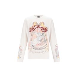 Ed Hardy Sweatshirt 'Ride Into Hell' Herren Gr&ouml;&szlig;e M gelb / lachs / dunkelrot / offwhite