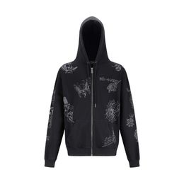 Ed Hardy Sweatjacke 'Tattoo Club' Herren Gr&ouml;&szlig;e M grau / schwarz / wei&szlig;