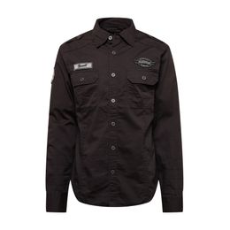 Brandit Button Up Shirt 'Luis' male size 4XL Anthracite / White