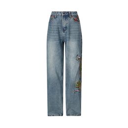 Ed Hardy Jeans 'Crawling Dragon' Damen Gr&ouml;&szlig;e 25/26 blue denim / gr&uuml;n