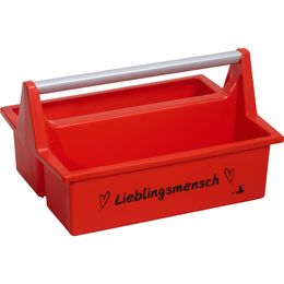 Allit Tragekasten 'McPlus Carry' rot mit Aufdruck 'Lieblingsmensch' 39,5 x 21 x 21,5 cm