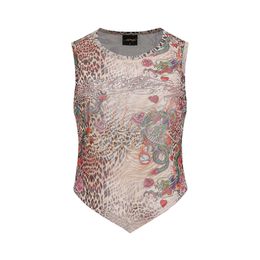 Ed Hardy Bluse 'Dragon Repeat' Damen Gr&ouml;&szlig;e M/L ecru / burgunder