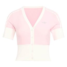 adidas originals Strickjacke 'V-NECK SHIRT WITH' Damen Gr&ouml;&szlig;e S rosa / wei&szlig;
